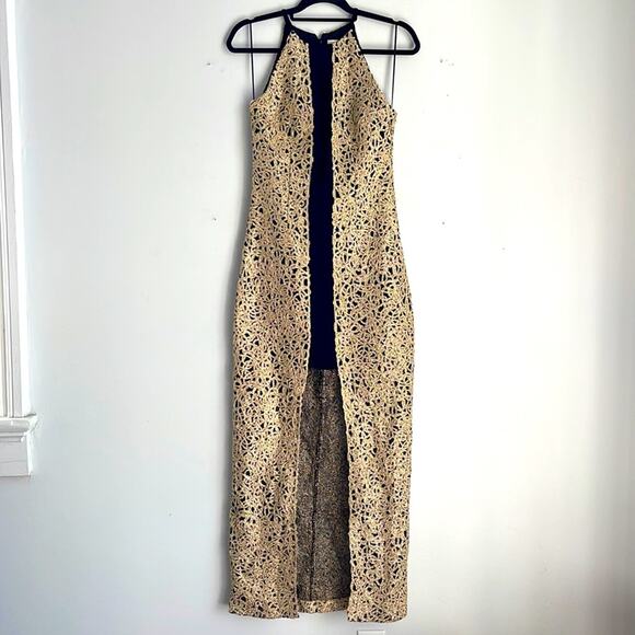 Badgley Mischka | Dresses | Belle Badgley Mischka Hi Low Hi Neck ...
